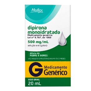 Dipirona Sódica 500mg/mL Medley Gotas com 20mL - PedMed